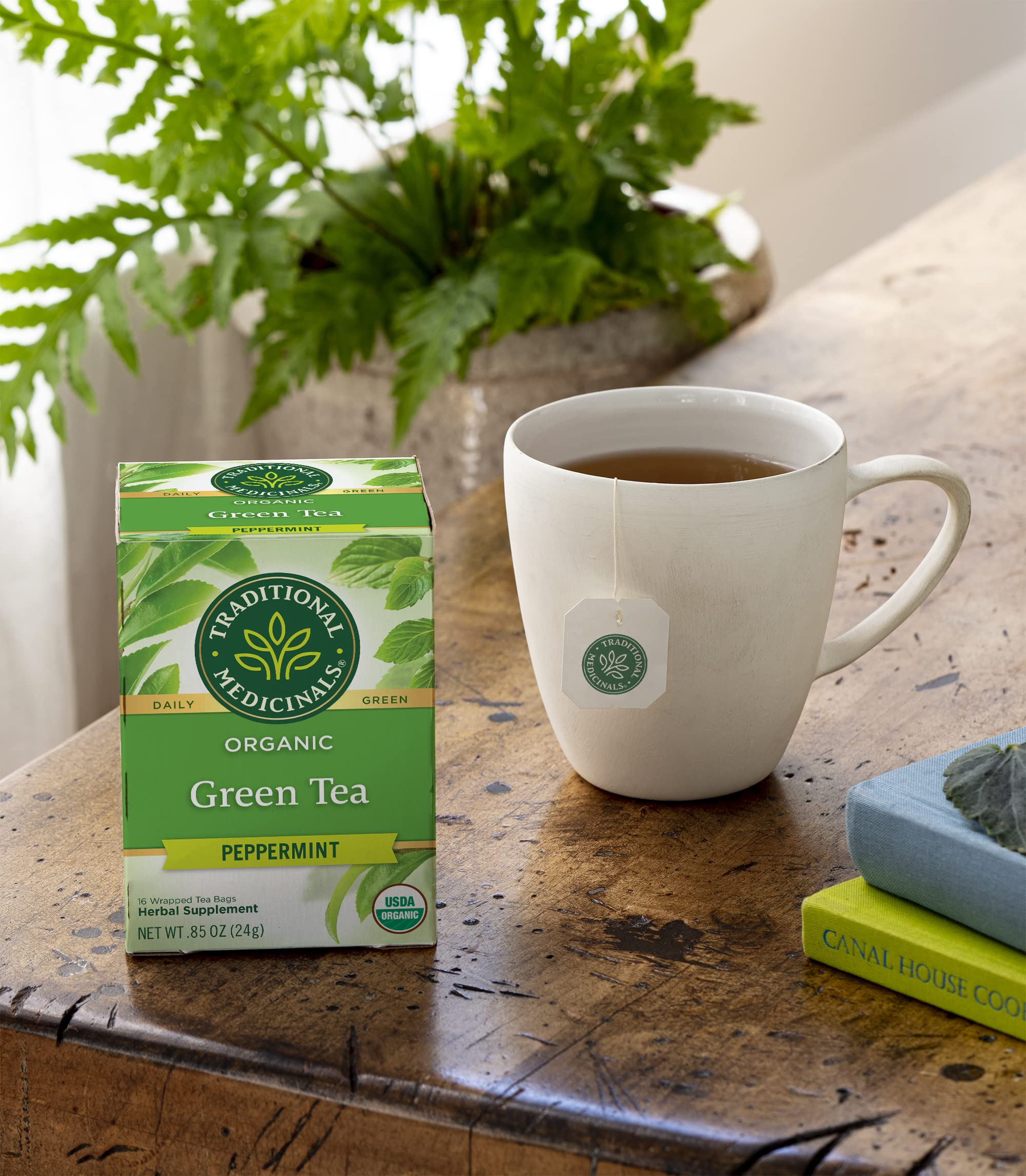 Traditional Medicinals Organic Green Tea Peppermint Herbal Tea, Alleviates Digestive Discomfort, (Pack of 3) - 48 Tea Bags Total
