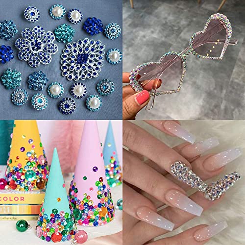 UOONY 10272pcs Hotfix Rhinestones, Flatback Glass Gems Set with 4 Sizes Clear and AB Crystal, 12 Mixed Color Rhinestones Bulk for Crafts Makeup Nails Face Clothes Shoes