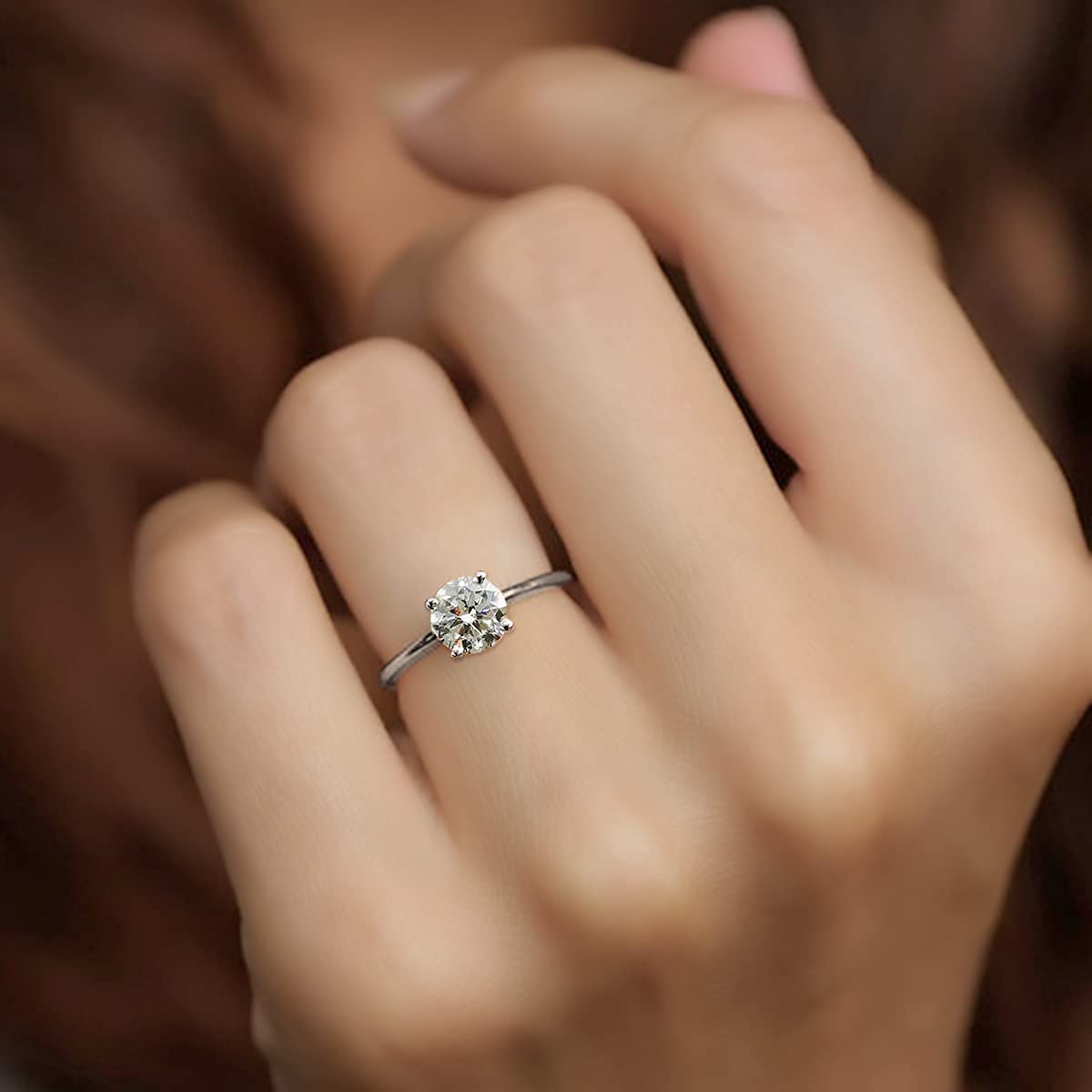 TANACHE 1/2 Carat | 14K White Gold | IGI Certified Brilliant-Cut Natural Diamond Solitaire Ring Prong Setting |G-H Color, I2-I3 Clarity