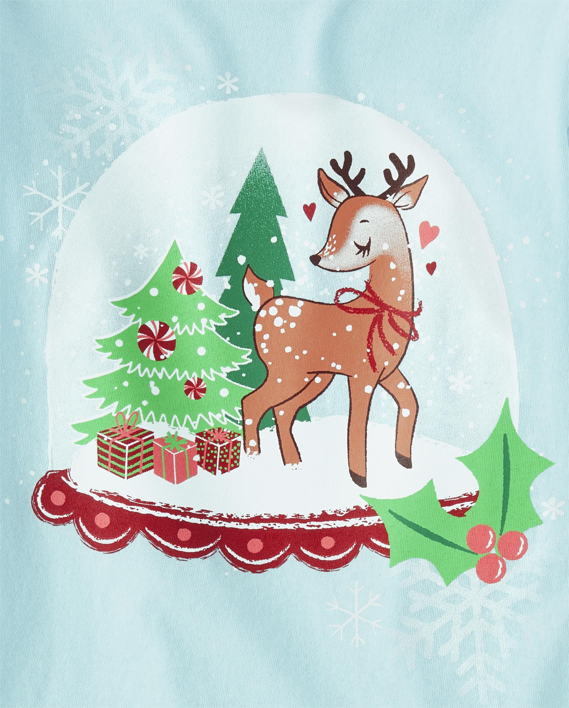 The Children's Place Girls' All Holidays Long Sleeve Graphic T-Shirts, Christmas Tree Snowglobe, Medium