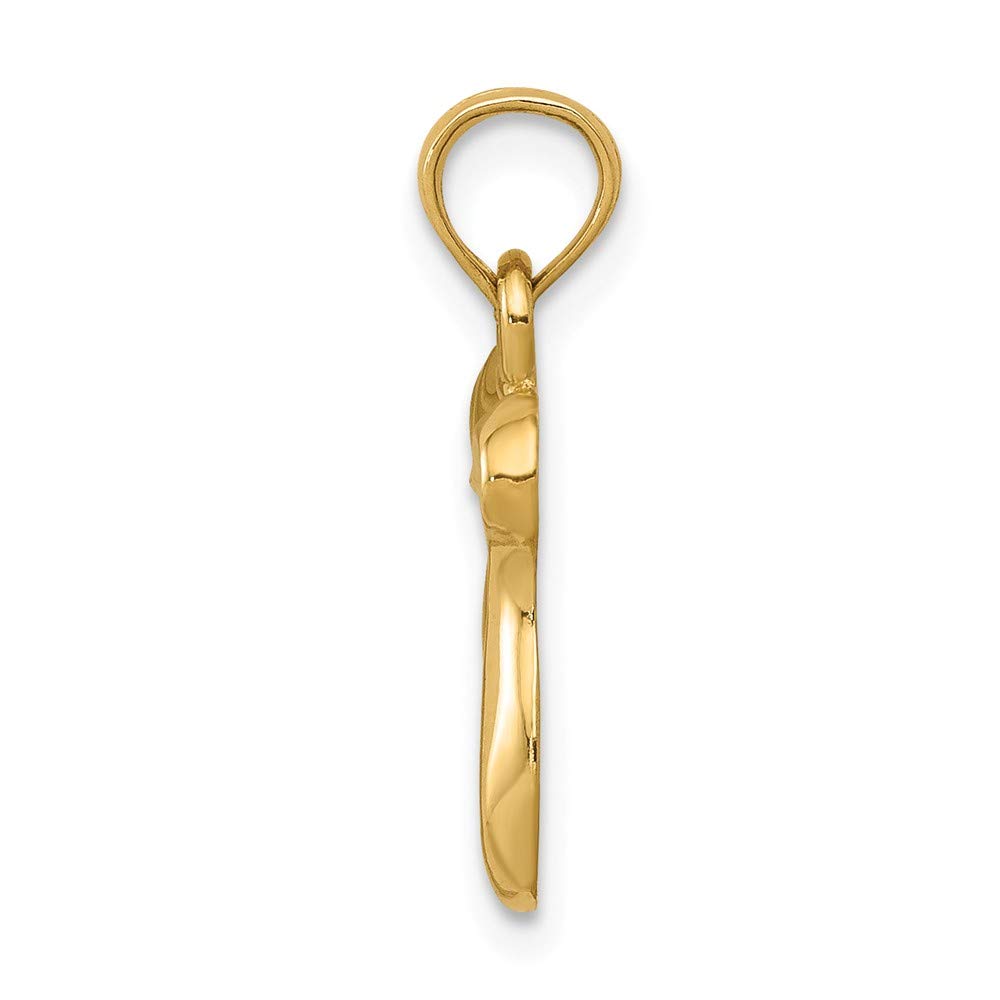 Solid 14k Yellow Gold Chai Pendant Charm - 19mm x 13mm