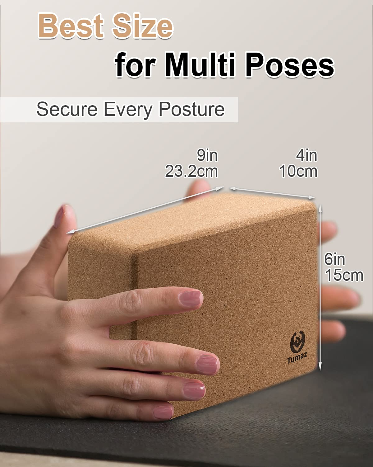 Tumaz Yoga Blocks 2 Pack with Strap Set, High Density/Lightweight EVA Foam Yoga Blocks or Non-Slip Solid Natural Cork Yoga Blocks Set & Premium Yoga Brick for All Yogi [E-Book Included]