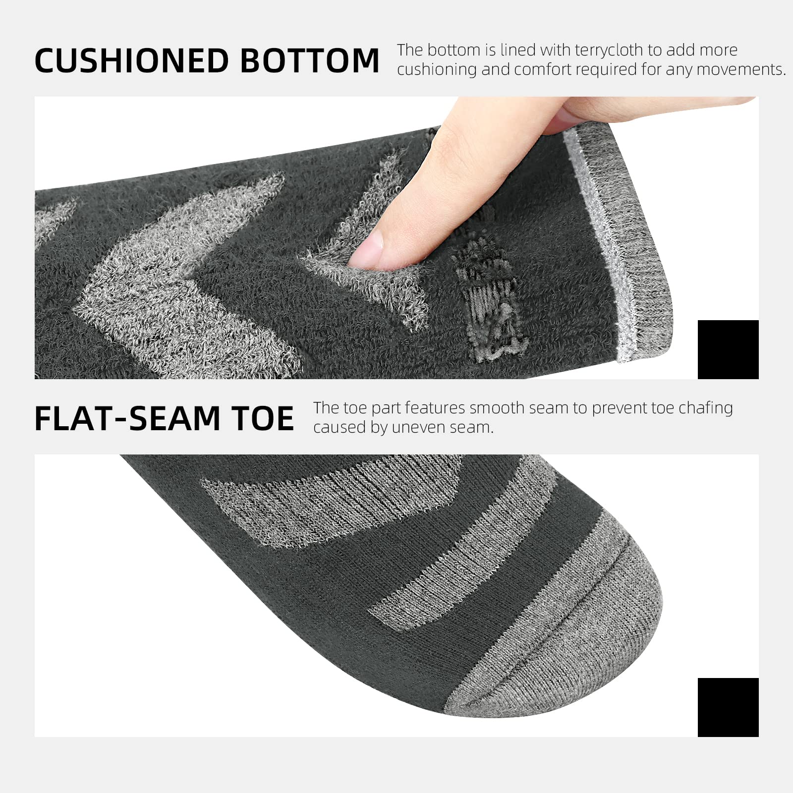 ZNCMRR 3 Pack Thermal Socks for Men Compression Socks Boot Socks Warm Socks Thick Ski Socks for Cold Weather (grey)