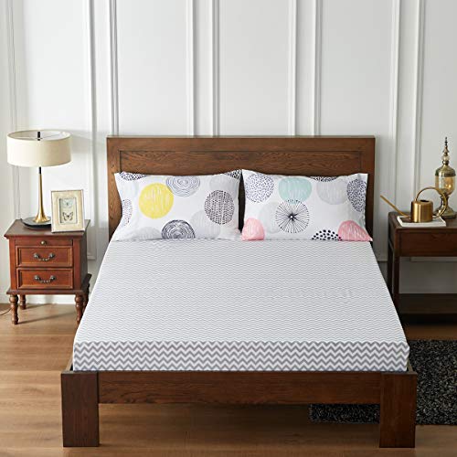 UOZZI BEDDING Printed 4 Pieces Girls Bed Sheets Set Queen Size 1500 Soft Brushed Microfiber Colorful Dots and Stripes Patterned Adult Bedding Set