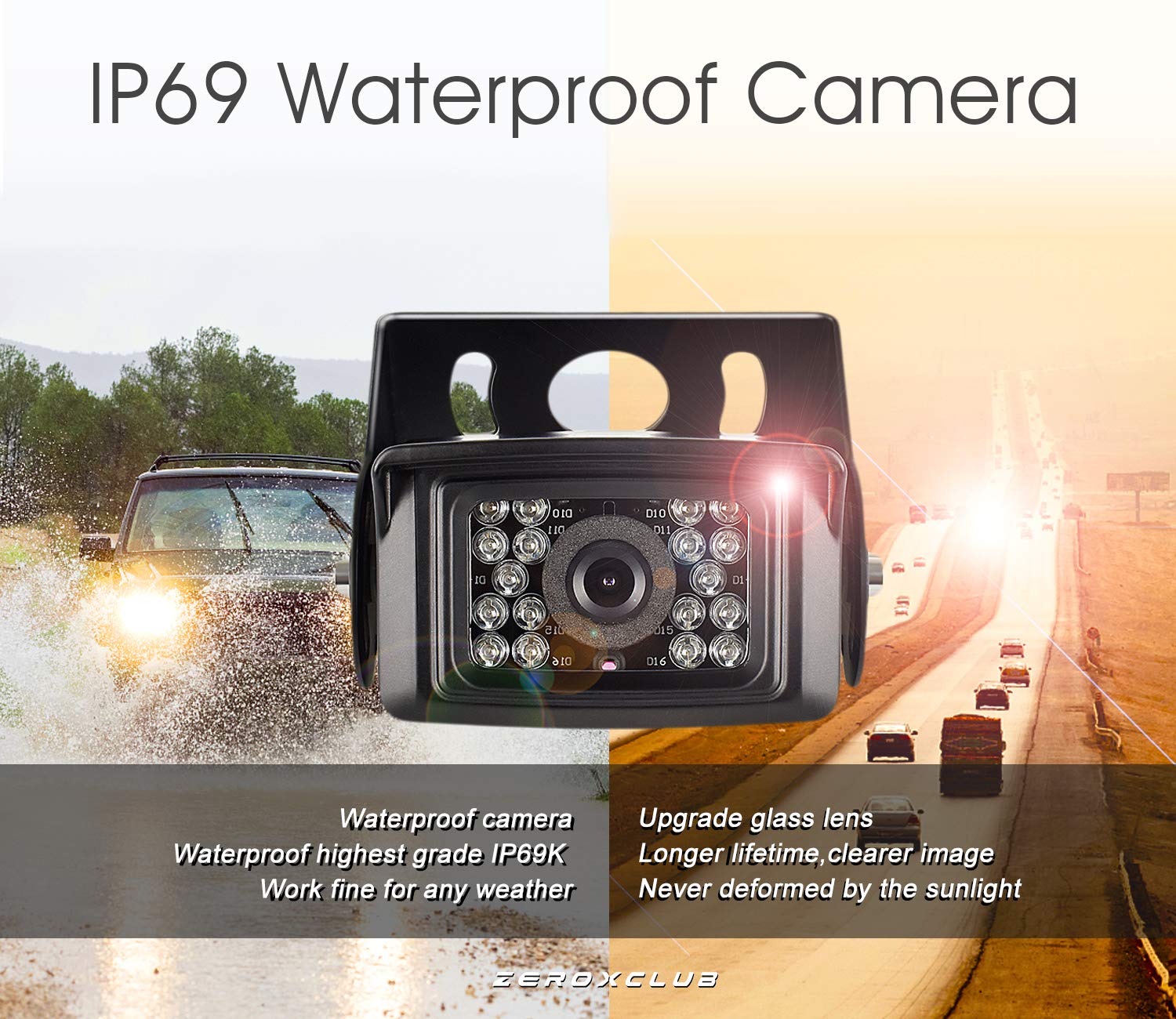 ZEROXCLUB Single Rear View Camera only for W01 WX02 BW4 System purchases Before March 2021 (CM-W01) (Please Ask The Seller if it is Compatible Before Purchasing)