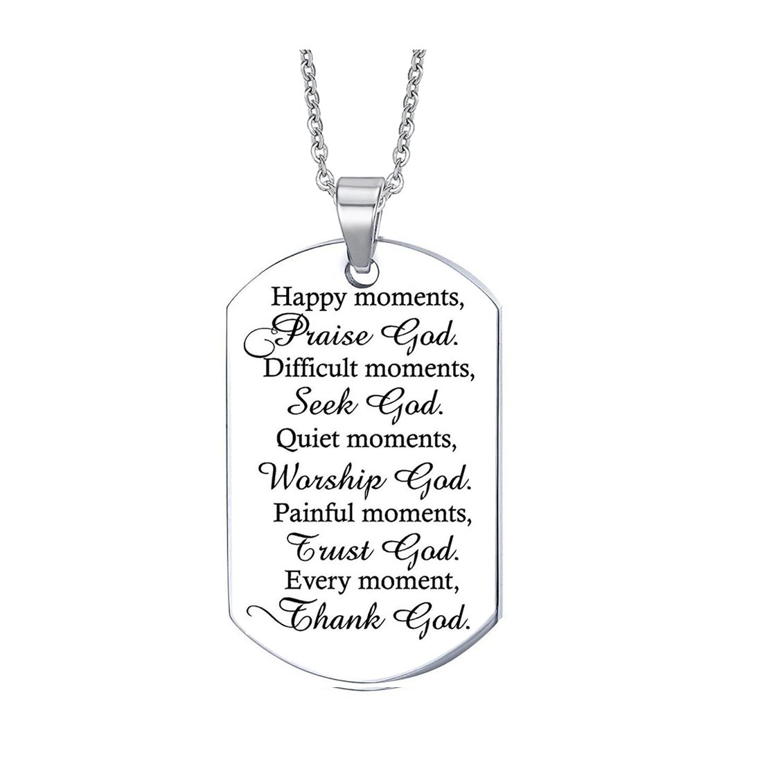 YOYONY Handmade Engraved Message Happy moments Praise God.. Inspirational Necklaces,Inspirational Gifts for Women/Men/Her/Him. (Happy moments Praise God)