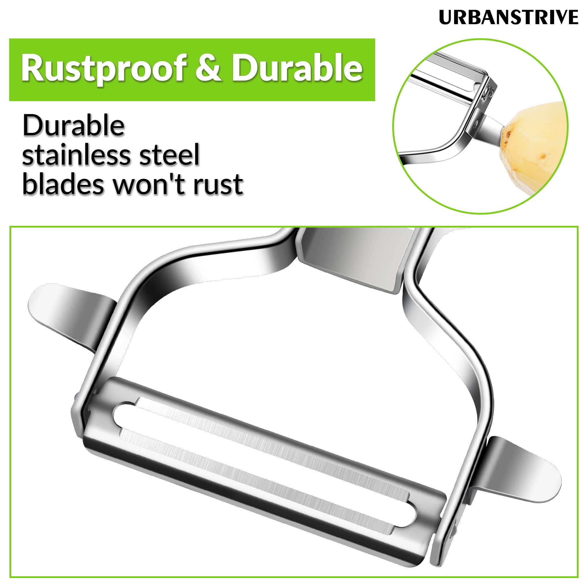 Urbanstrive Stainless Steel Y Shaped Vegetable Peelers For Kitchen, Heavy Duty Potato Peeler Hand, Fruit Peeler Veggie Peeler, Kitchen Food Peelers, Comfortable Handle, Dishwasher Safe, Black