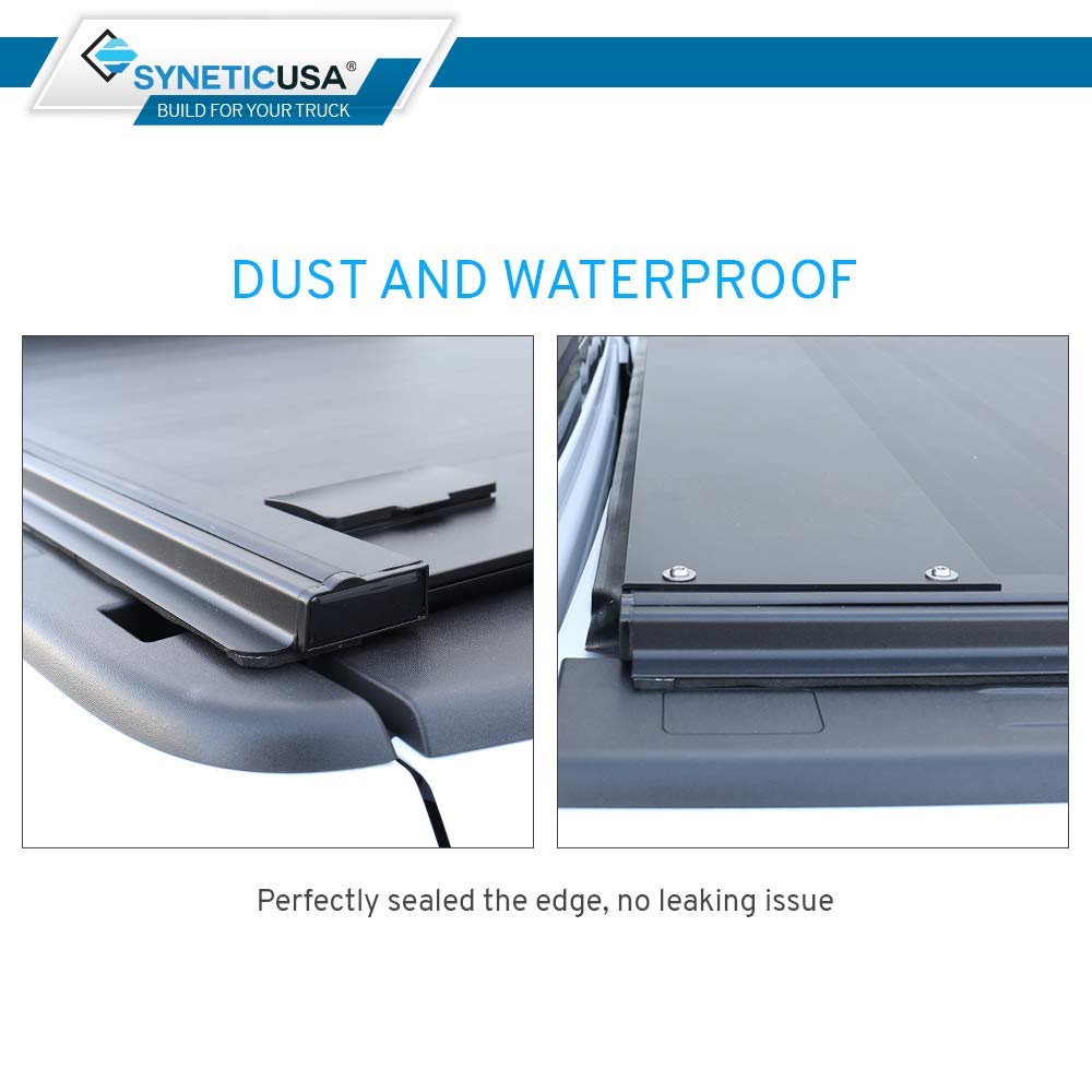 Syneticusa Retractable Tonneau Cover Fits 2019-2024 Ford Ranger 5' (61β) Truck Bed Matte Black Aluminum Low Profile Waterproof