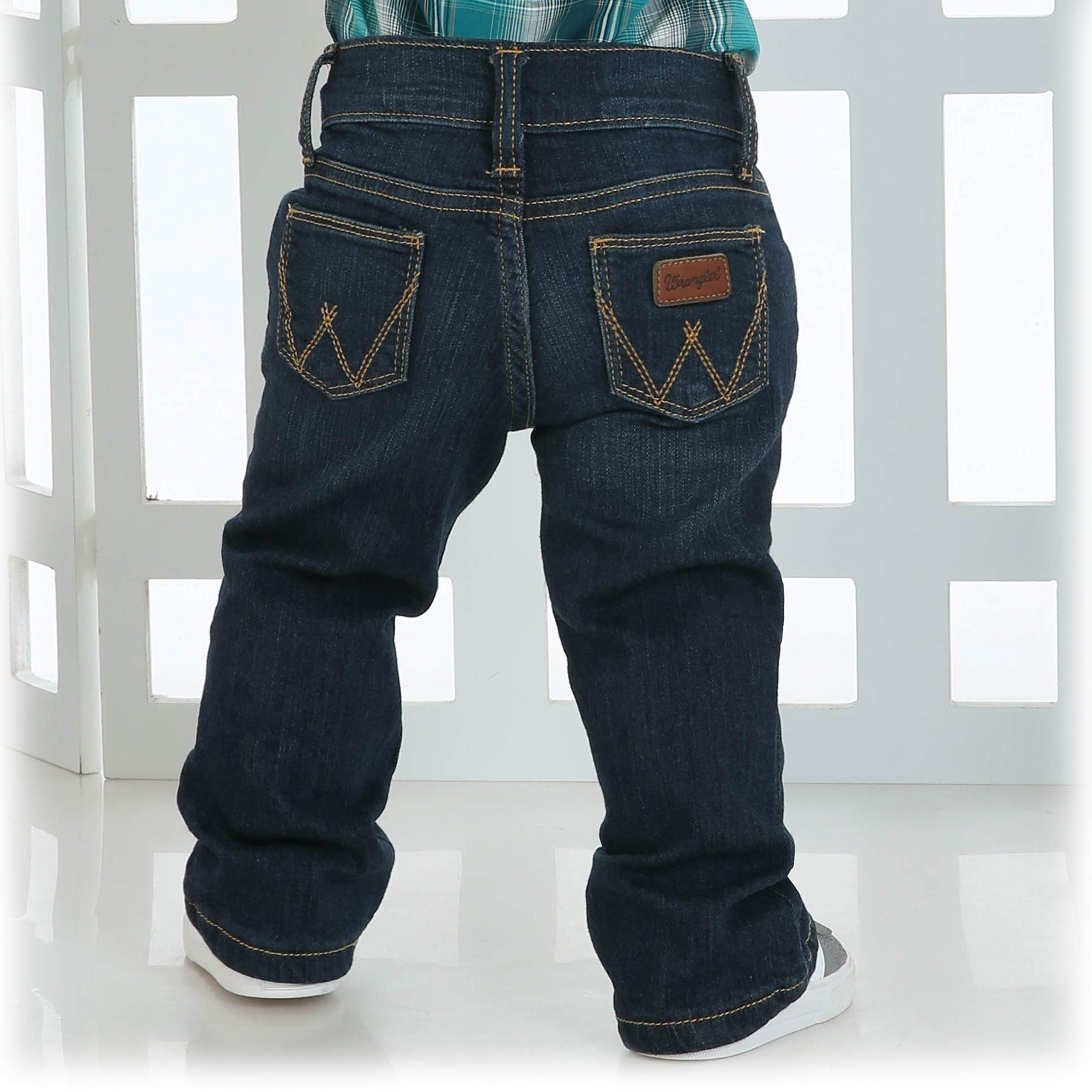 Wrangler Baby Boys' Five Pocket Boot Cut Jean, Dark Blue, 0-3 Months