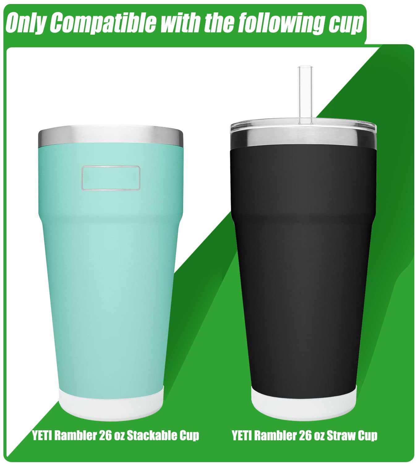Silicone Boot Sleeve for YETI 26 oz Rambler Straw Lid - Safer Protection and Less Noise for YETI Stackable Coffee Mug Cup 26 oz - Clear White - Dishwasher Safe