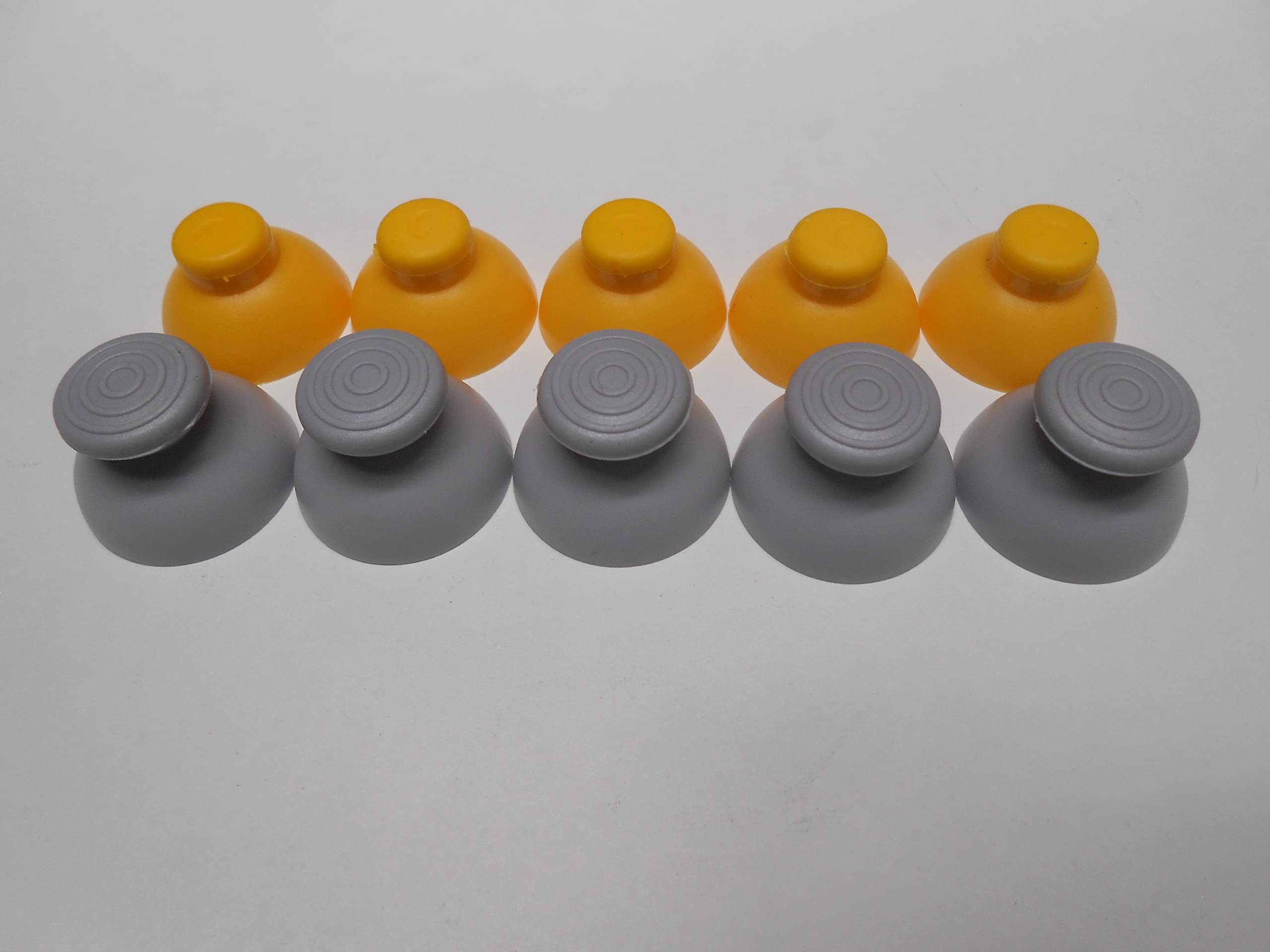TBGS - 10 Piece Bundle Replacement Nintendo Gamecube Joystick Analog Stick Cap Covers (5 Gray Left Cap Covers + 5 Yellow Right Cap Covers)