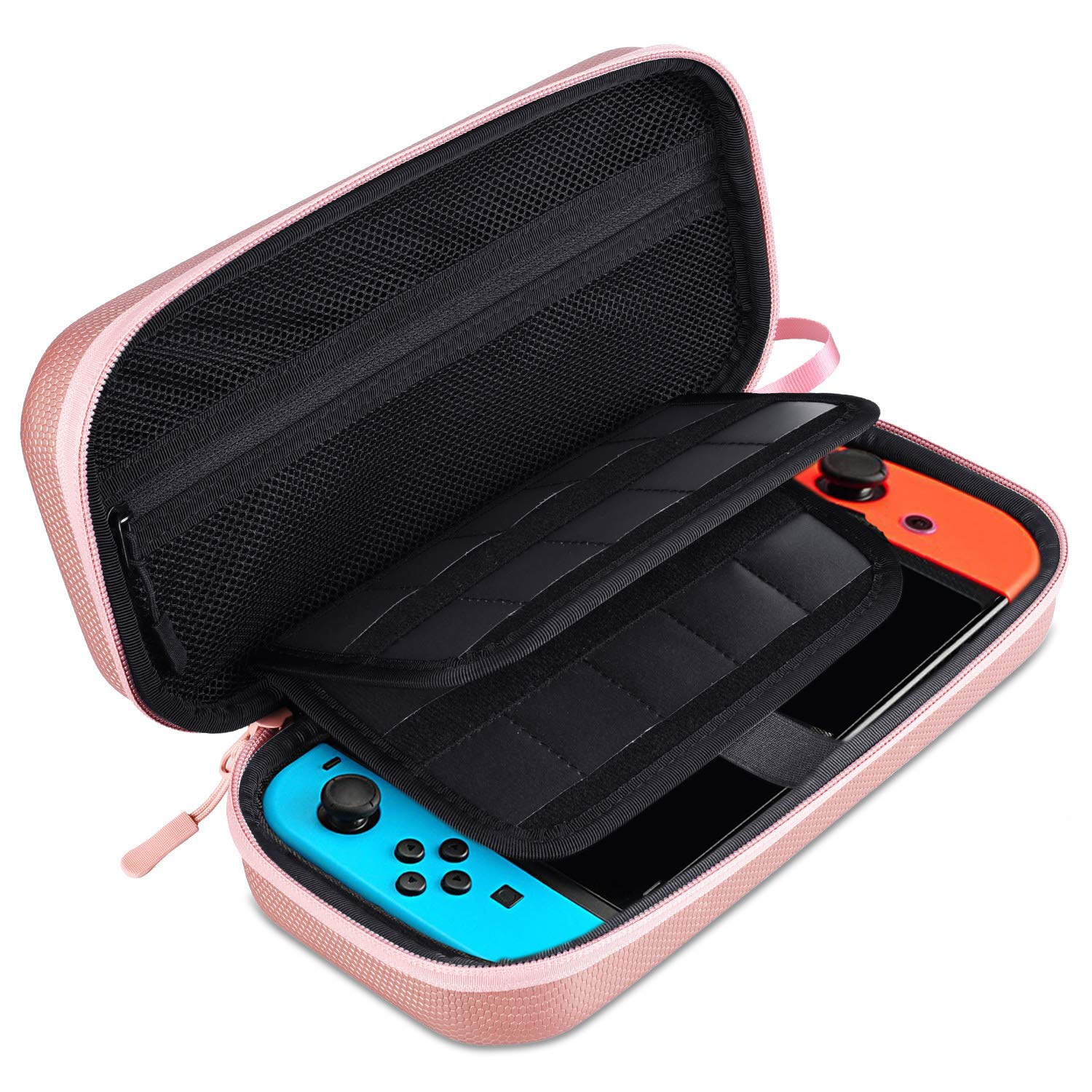 Supgear Carry Case Compatible with Nintendo Switch, Protective Hard Portable Travel Carry Case Shell Pouch for Nintendo Switch Console & Accessories with 20 Game Cartridges (Rose Gold)