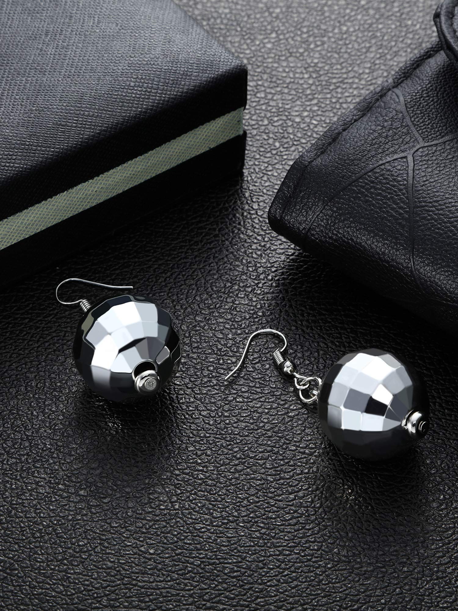 Tatuo 2 Pairs of Disco Ball Earrings 60's or 70's Silver Disco Ball Earrings for Women