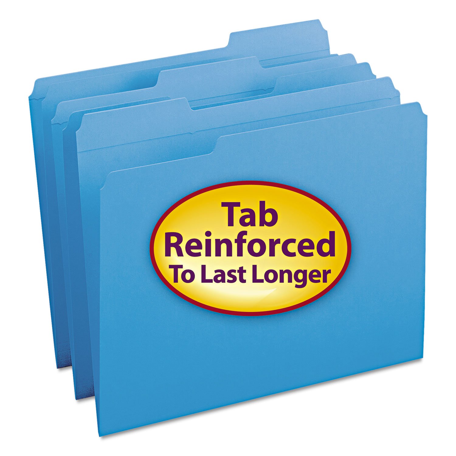 Smead 12034 File Folders 1/3 Cut Reinforced Top Tab Letter Blue 100/Box