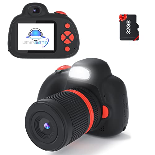 Wininmeta Kids Camera, Digital Video Camera for Kids, Birthday Gift for 3 4 5 6 7 8 9 Year Old Boys Girls, Toddler Children Photographic Toys with 32GB SD Card (Black)