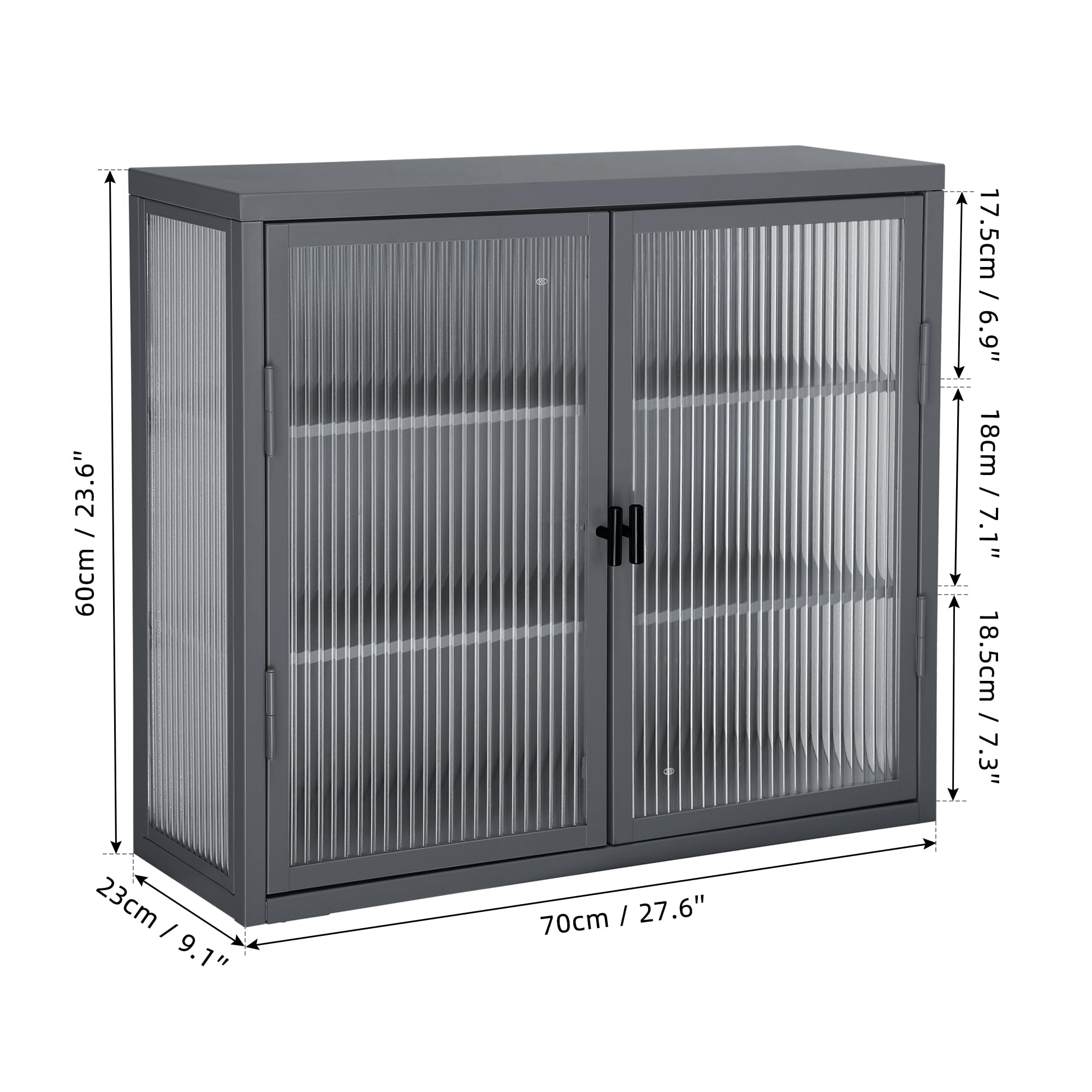 Zenaha Simple Modern Retro Double Glass Door Wall Mounted Cabinet with Removable Shelves Kitchen and Bathroom Wall Mounted Cabinet Storage Cabinet Shelves