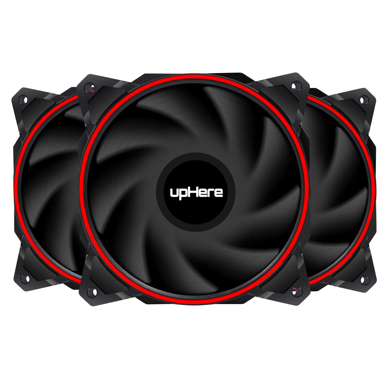 upHere Long Life 120mmQuiet Edition Red LED Case Fan for PC Cases, CPU Coolers, and Radiators 3-Pack,EN12RD3