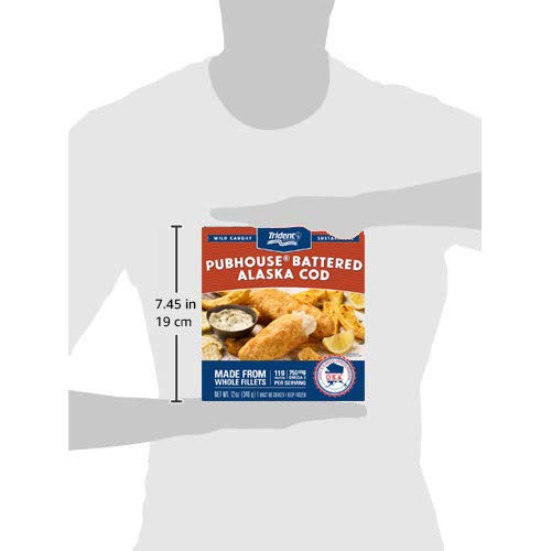 Trident Seafoods - Pub House Battered Cod - 12 oz, Frozen - Wild Caught Alaska Cod - 11g of Protein and 780mg of Omega-3 Per Serving - Made from Whole Fillets - Certified Sustainable