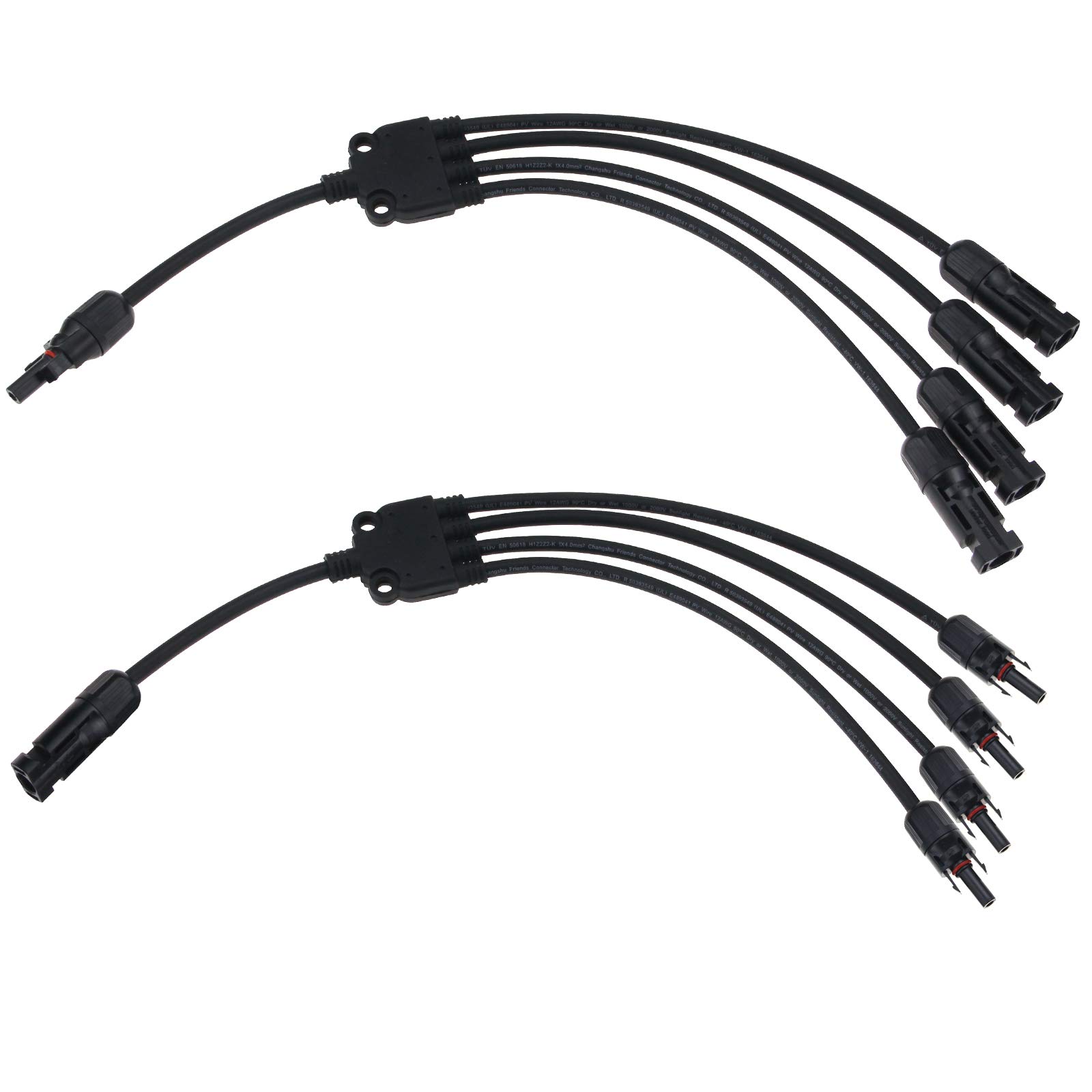 ZOOKOTO Solar Connector Y Branch 1 to 4 5-Way Connector Adapter Splitter Combiner Parallel Adapter Cable Wire Plug Tool Kit for Solar Panel 1 Pair(M/FFFF and F/MMMM)