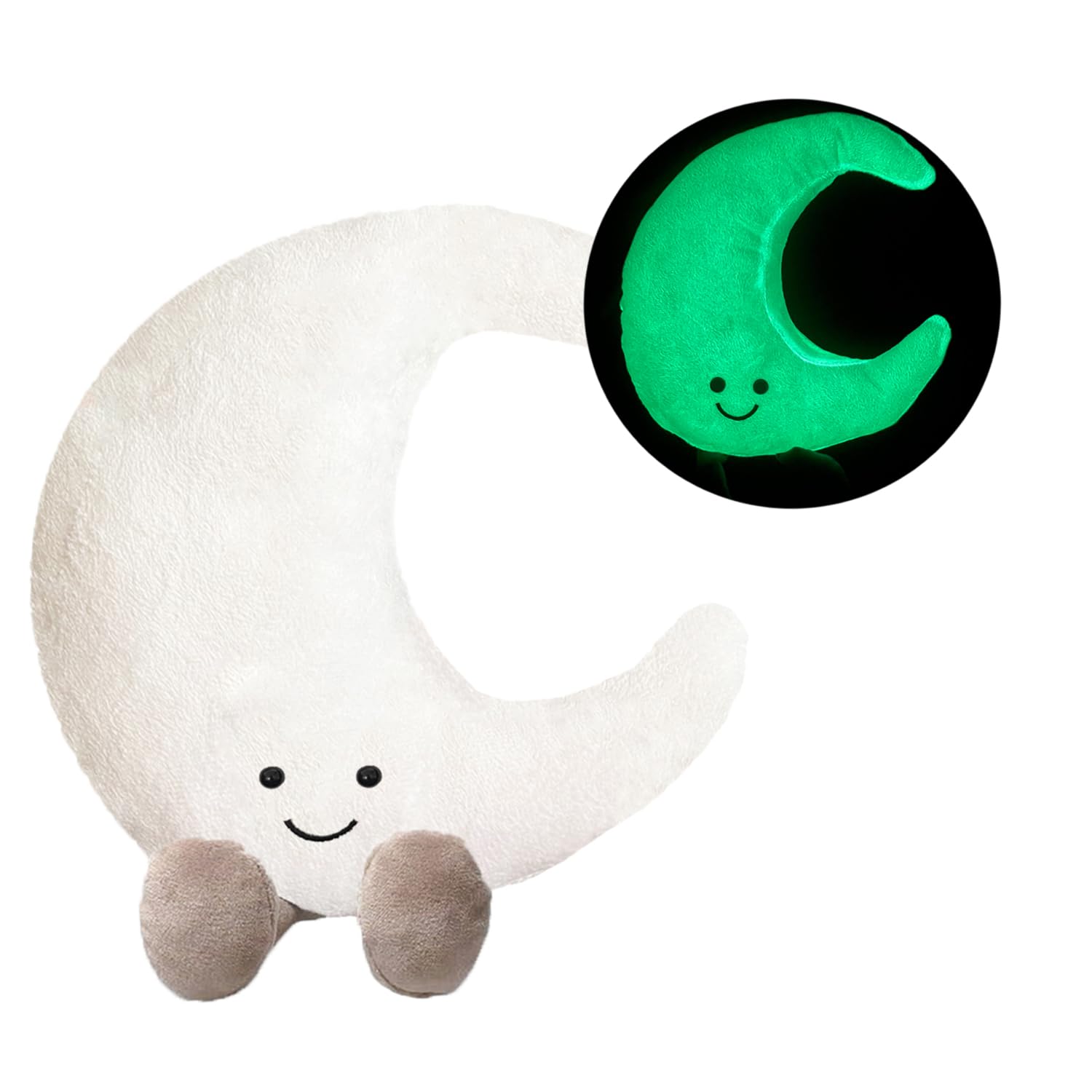 Wahahay Glowing Moon Plush PillowοΌFluorescent Plush Toy, Glow in The Dark Moon Plush, Star Stuffed DollοΌAll Star Collection Star Man Stuffed Plush