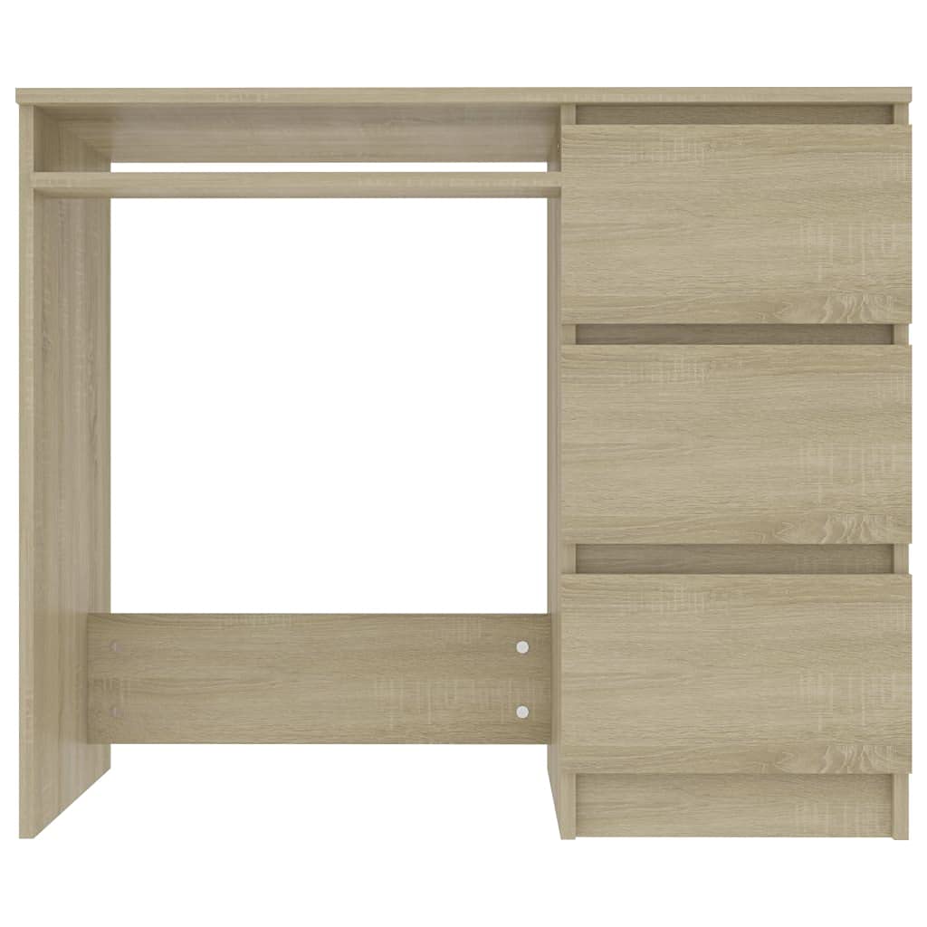 ZQQLVOO Home Office Desk Study Writing Computer Desk with Pull Out Keyboard Tray/3 Drawers, Modern Simple Style PC Desk Laptop Study Table Workstation,Sonoma Oak 35.4"x17.7"x29.9" Chipboard