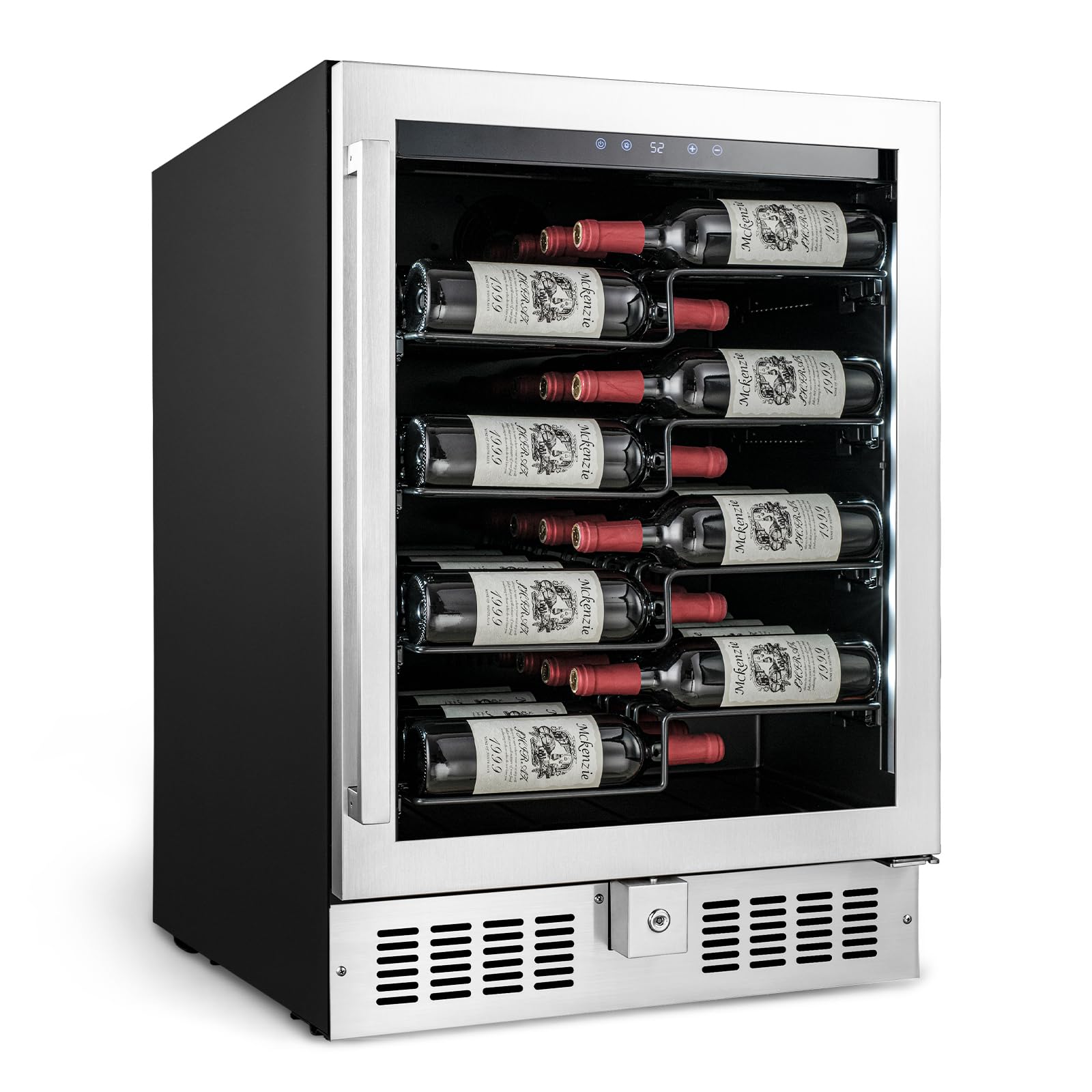 TRIFECTÉ Wine Fridge, 24" Wine Cooler Refrigerator Freestanding, 40 Bottles Wine Fridge Under Counter with Seamless Stainless Steel Door, Built-in Wine Cooler for Home, Kitchen, 4.87 cu.ft
