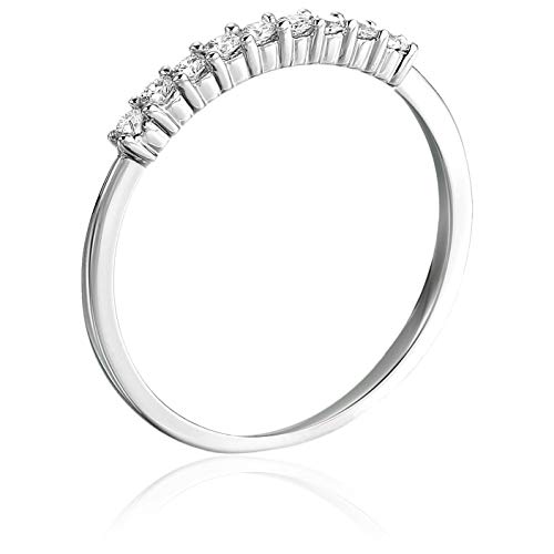 VIR JEWELS 1/5 cttw Round Diamond Wedding Band for Women in 14K White Gold 9 Stones Prong Set, Size 9.5