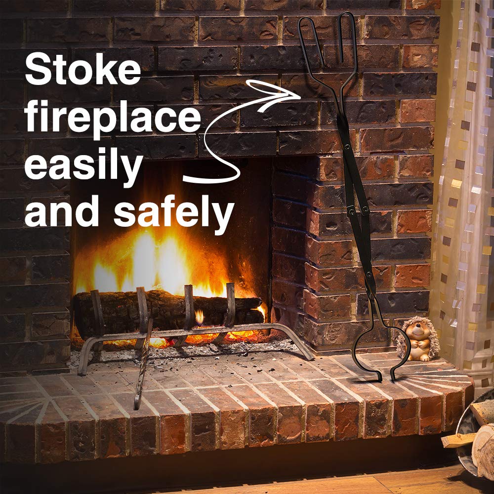 SYNTRIFIC Fireplace Tongs 26 Inch Fire Pit Tools for Outsides Fireplace Tongs Log Grabber Large Fire Pit Tongs Rust Resistant Finish Fireplace Tools for Indoor/Outdoor