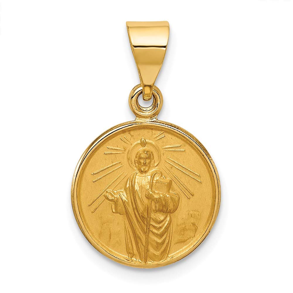 Solid 18k Yellow Gold Patron Catholic Patron Saint Jude Medal Pendant Charm - 22mm x 13mm