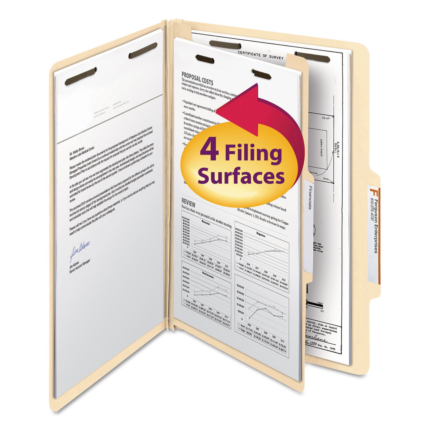 Smead Classification File Folder, 1 Divider, 2" Expansion, 2/5-Cut Tab, Legal Size, Manila, 10 per Box (18700)
