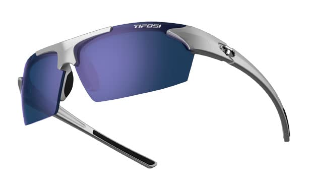 Tifosi Jet 0210400677 Wrap Sunglasses,Metallic Silver Frame/Smoke Blue Lens,One Size