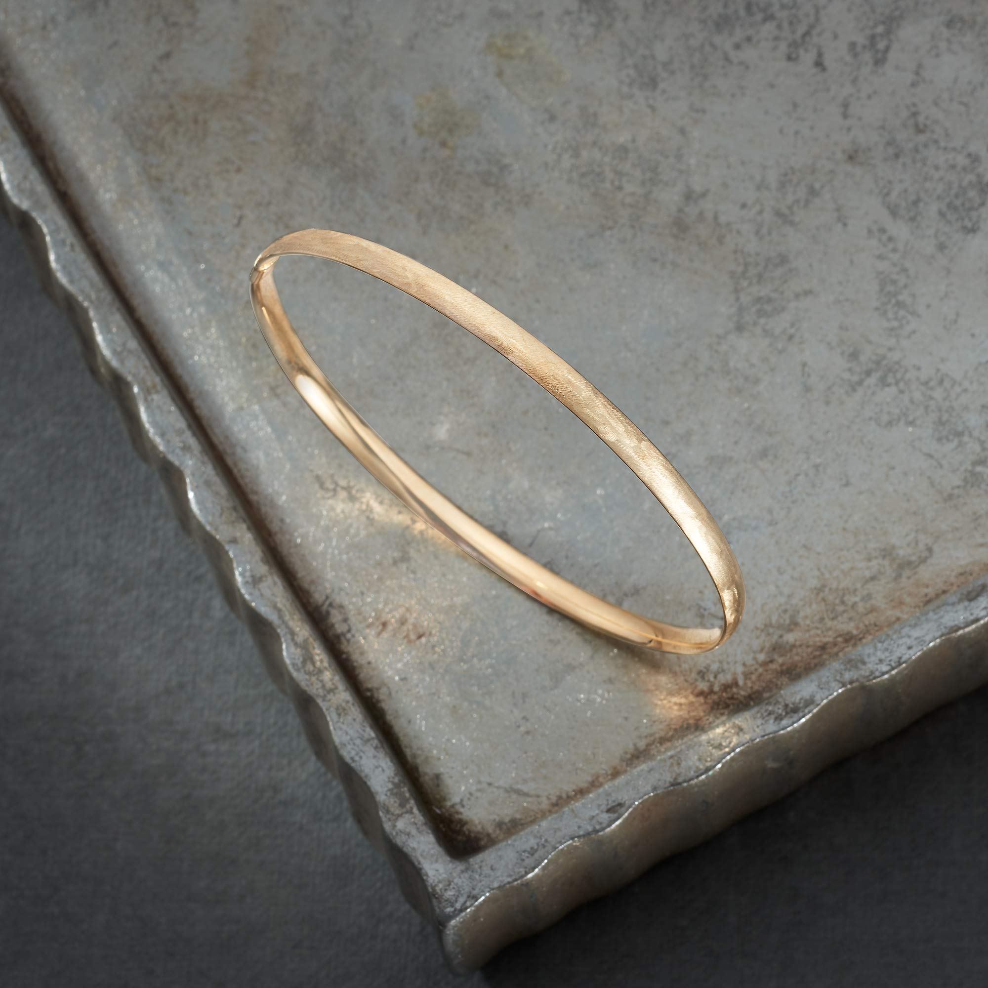 Ross-Simons Italian 14kt Yellow Gold Brushed Bangle Bracelet. 8 inches
