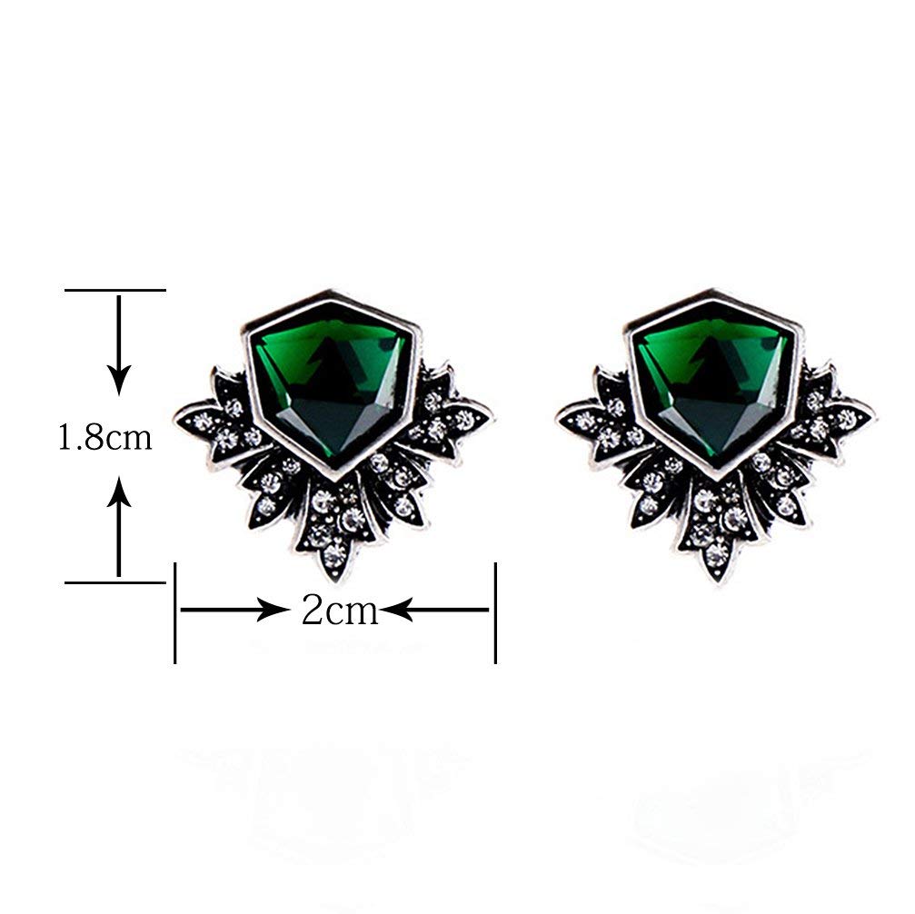 Zealmer Women Rhinestone Green Stud Earrings