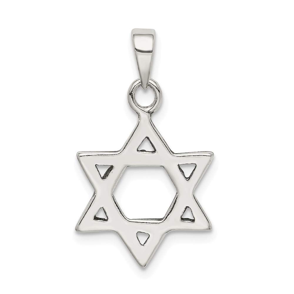 Solid 925 Sterling Silver Vintage Antiqued Star of David Lucky Jewish Charm Pendant - 20mm x 15mm
