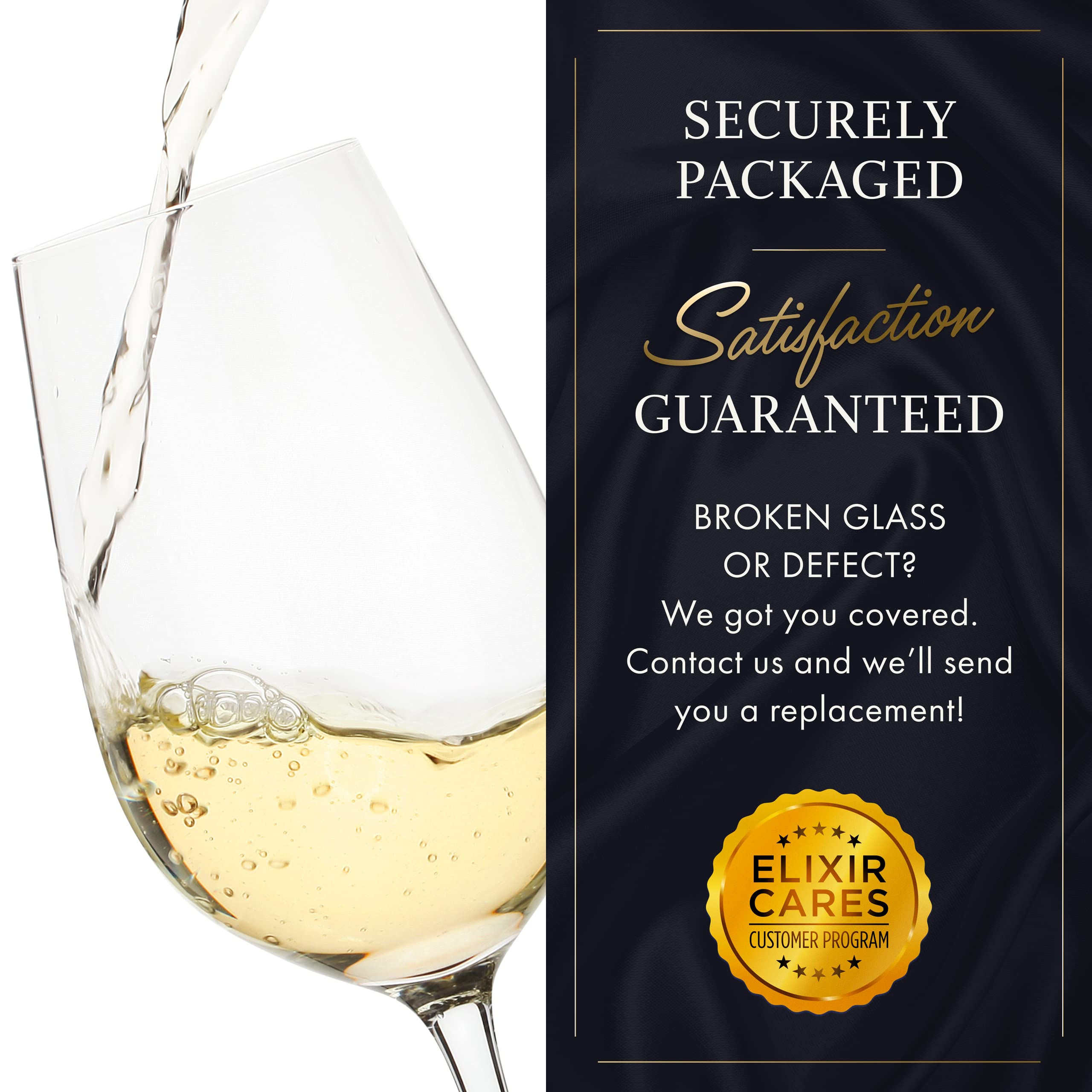 White Wine Glasses Set of 4 - Hand Blown Crystal Wine Glasses - Modern Long Stem Wine Glasses - Tall Chardonnay Wine Glasses with Stem For Wedding, Christmas, Wine Tasting, Wine Lovers - 18 oz, Clear