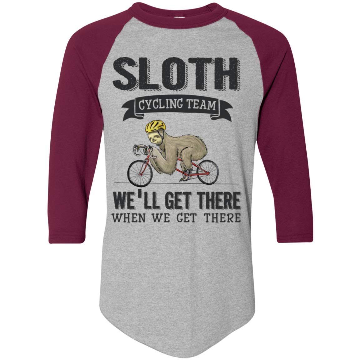 Sloth Cycling Team Funny Lazy Sleeping On Bicycle Raglan Baseball T-Shirt