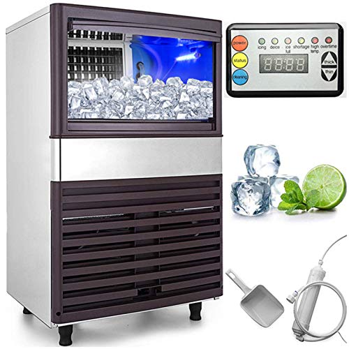 VEVOR 110V Commercial Ice Maker Machine 95LBS/24H ETL Approved Stainless Steel Ice Machine with 50LBS Bin, Auto Clean, Clear Cube, Air-Cooled, Include Water Filter and Drain Pump