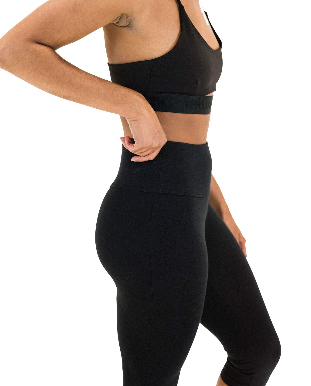 Spalding Womens Activewear Cotton Spandex 17" Inseam Capri Leggings, Black, Large US