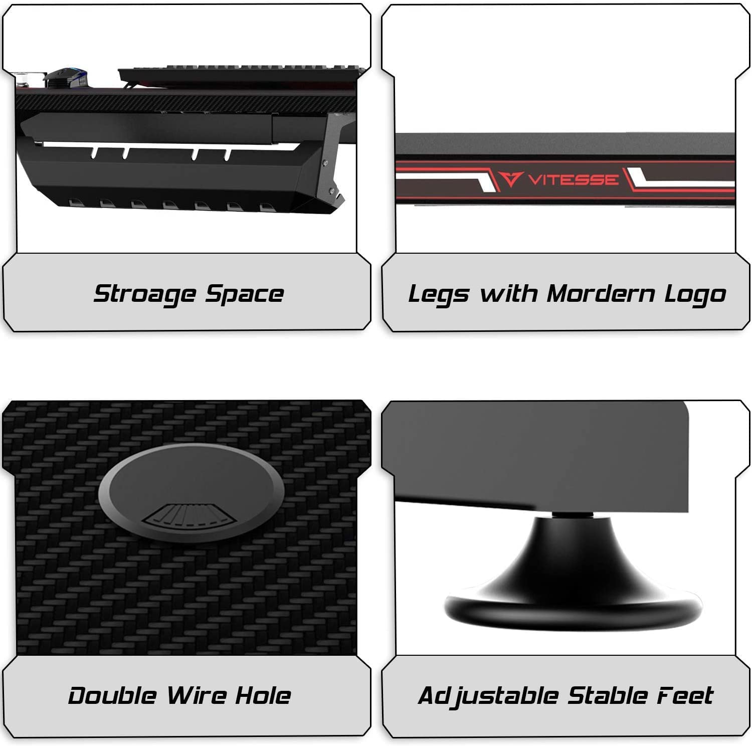 Waleaf Gaming Desk 55 inch, Gaming Computer Desk, PC Gaming Table, T Shaped Racing Style Professional Gamer Game Station with Large Mouse pad, Gaming Handle Rack, Cup Holder…