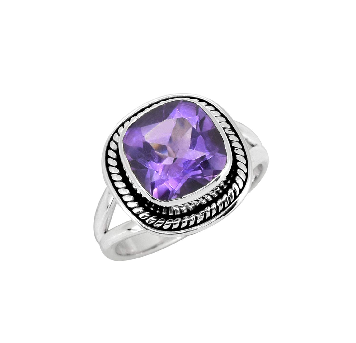 YoTreasure 10 MM Amethyst .925 Sterling Silver Solitaire Ring