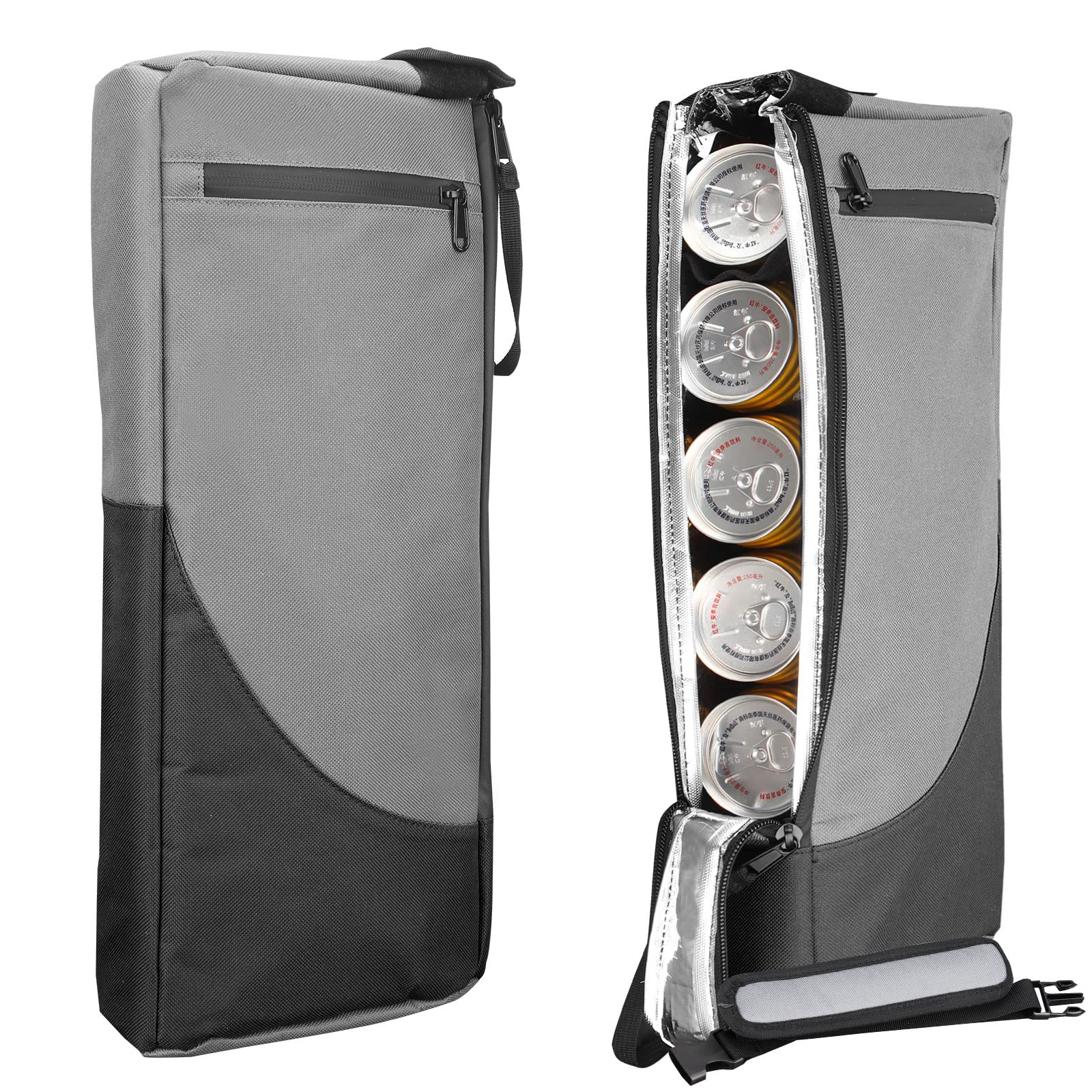 Wessleco Golf Cooler Bag, Golf Cart Cooler Bag, 6 Pack Golf Beer Cooler Sleeve for Adjustable Shoulder Strap (Grey&Black)
