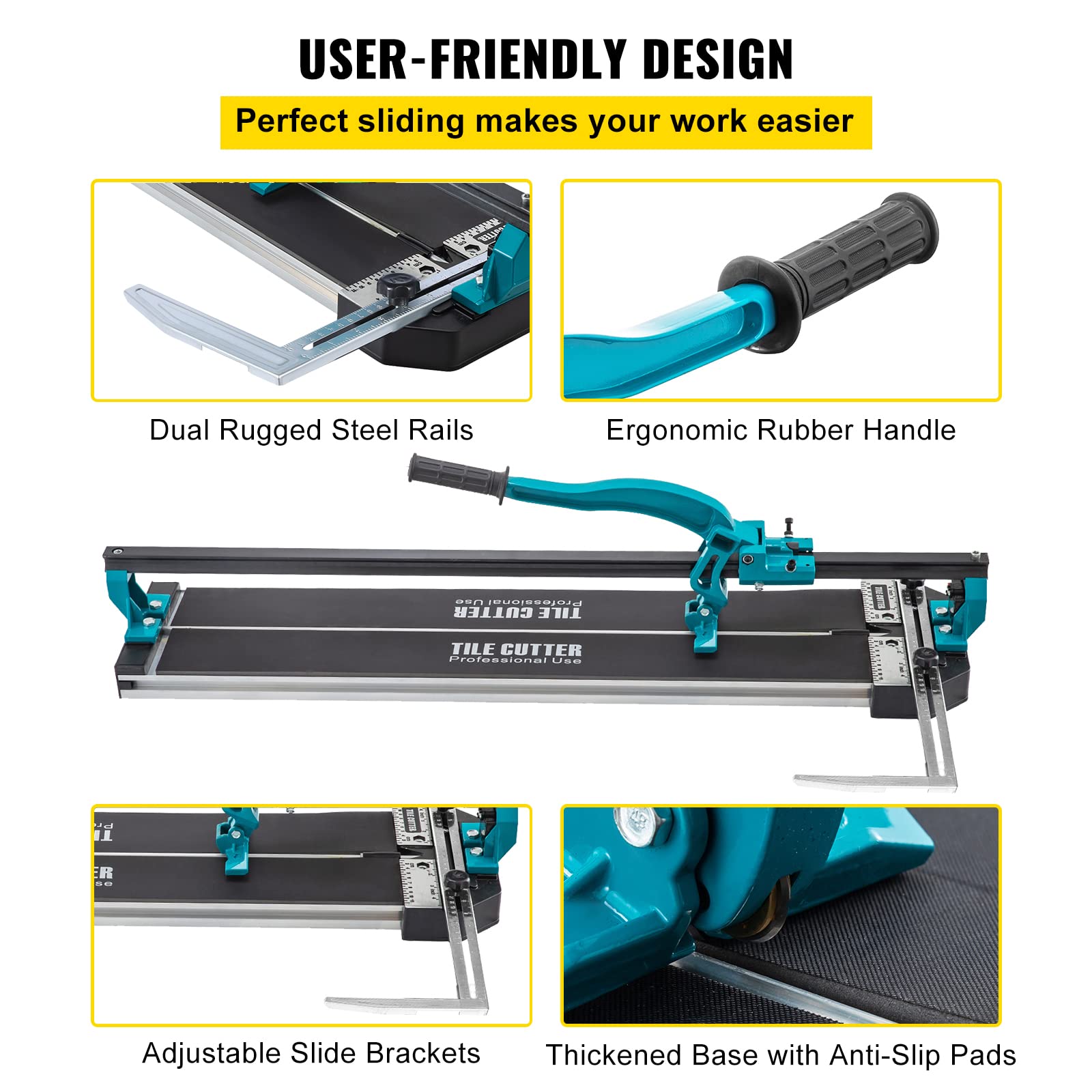 VEVOR 39 Inch Tile Cutter Single Rail Manual Tile Cutter 3/5 in Cap w/Precise Laser Positioning Manual Tile Cutter Tools for Precision Cutting