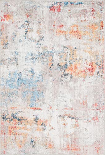 Unique Loom Rainbow Collection Area Rug - Dispersive (5' 3" x 7' 10" Rectangle, Multi/ Beige)