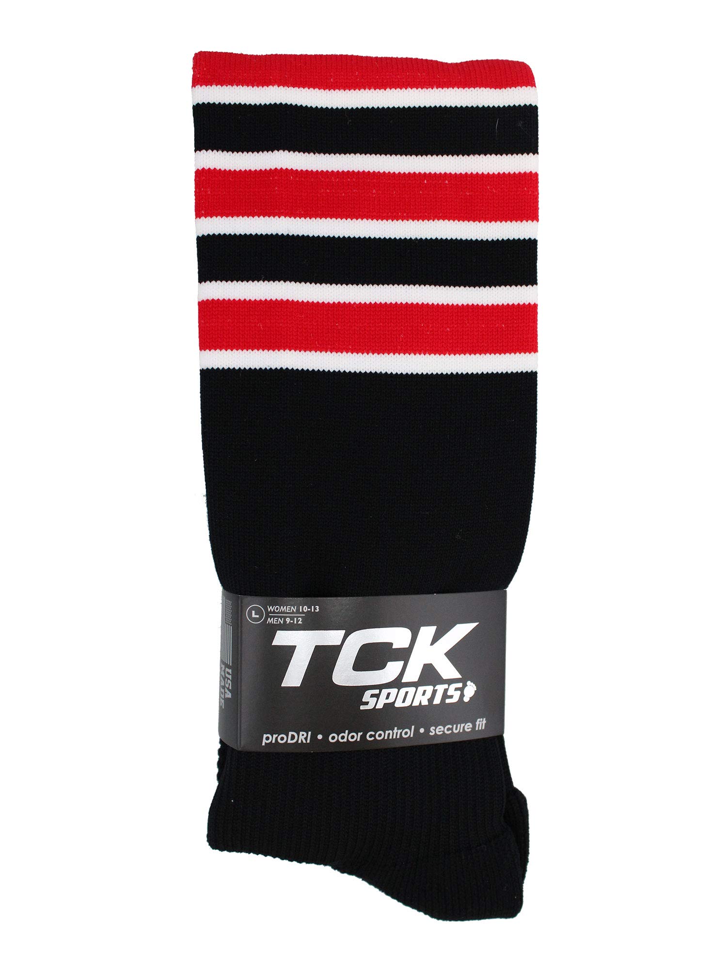 TCK Performance Baseball/Softball Socks (Black/White/Scarlet, Small)