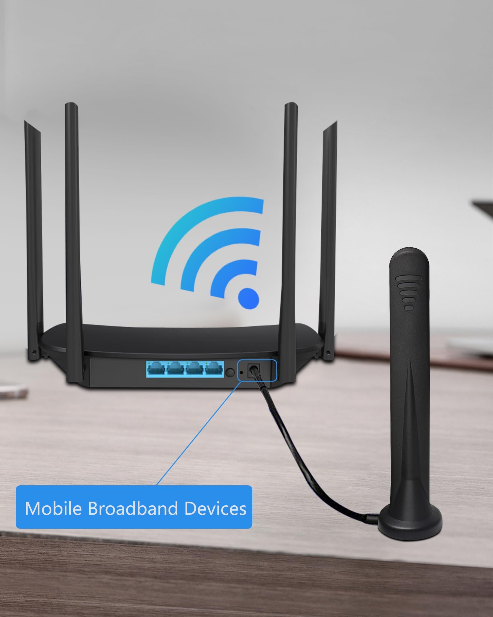 TS9 Antenna, 12dBi External 5G 4G LTE 3G GPRS GSM 600-6000MHz Male Waterproof Magnetic Base High Gain Antenna, Compatible with Netgear AT&T Nighthawk M6 MR6110 MR6500 M5 Hotspots Router(2 Pack)