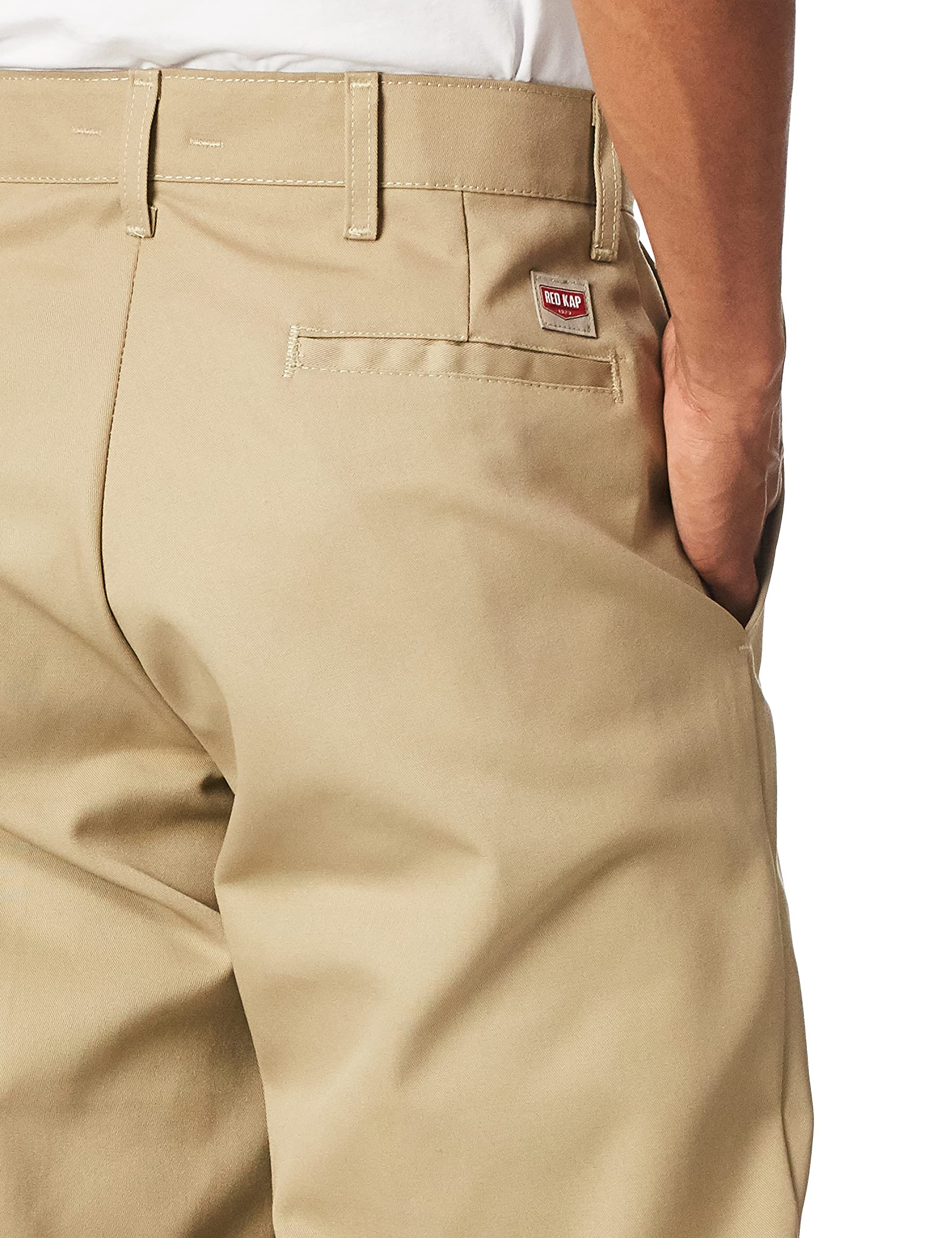Red Kap Men's Stain Resistant, Flat Front Work Pants, Khaki, 48W x 30L