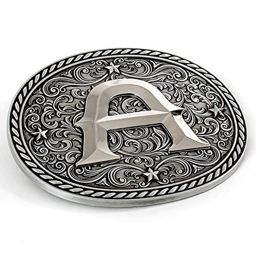 Western Cowboy/Cowgirl Initial Belt Buckle - Silver- Large, Letter Buckles For Men And Women H