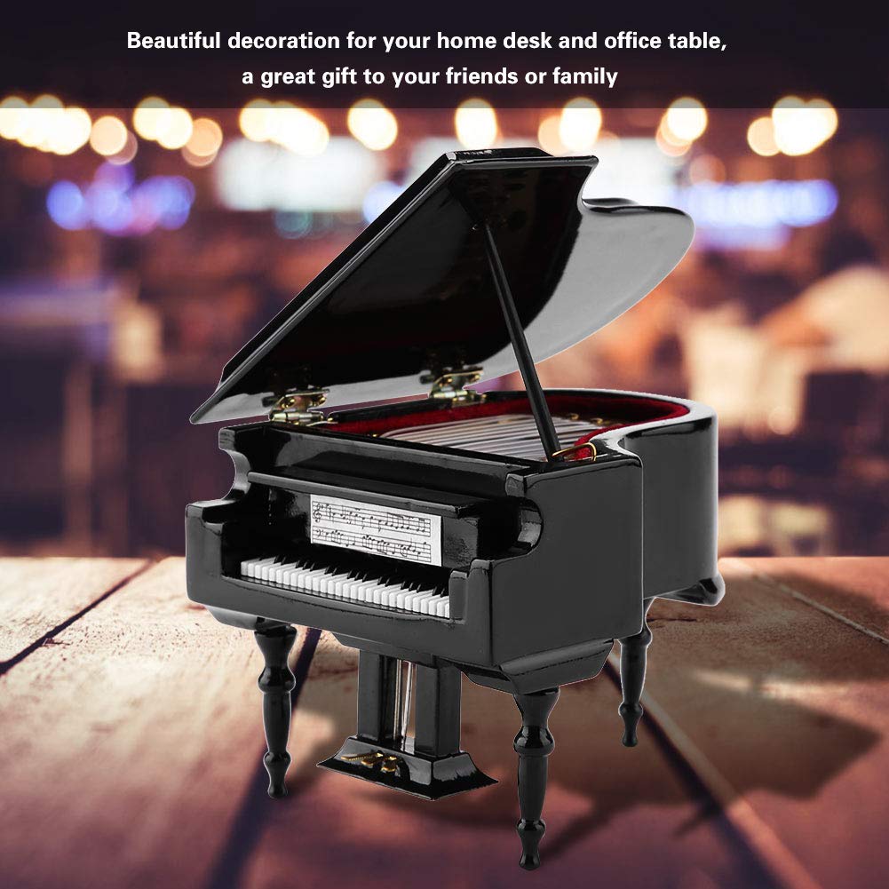 Wal front Exquisite Wooden Mini Piano Model with Stool Pedal Display Decoration Home Coffee House Ornament Gift for Birthday Valentine's Day (1094.5cm)