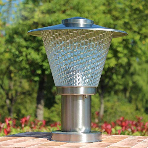 WPOLED Modern Simple European Column Lamps Silver Stainless Steel Outdoor Waterproof E27 Acrylic Post Lights Garden Gate Courtyard Home Villa Decorative Pillar Lights