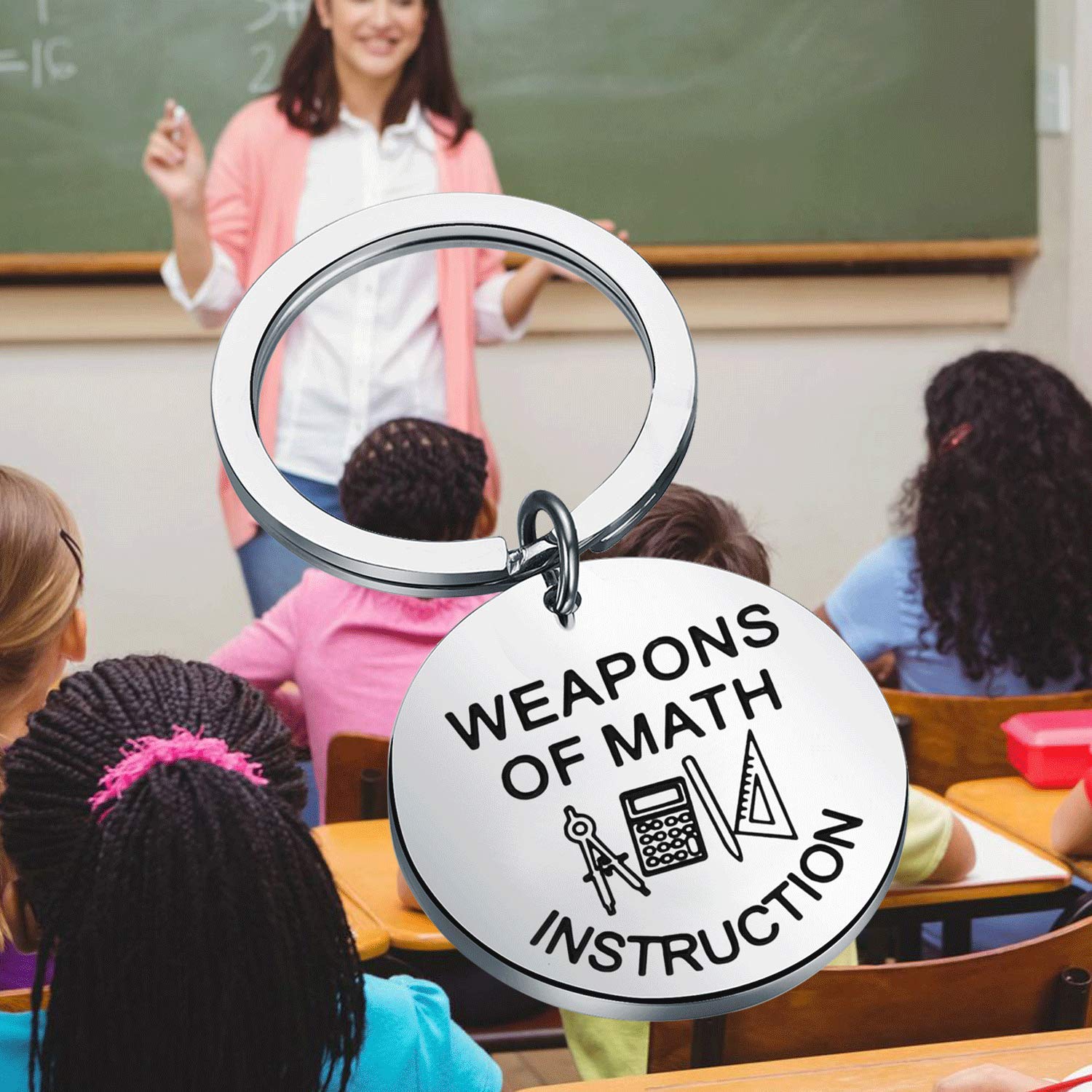 WSNANG Math Gift Weapons Of Math Instruction Keychain Funny Math Geek Gifts for Mathematician Math Teacher Math Student (Math Keychain)